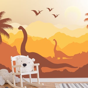 Large Dinosaur Brontosaurus Wallpaper Nursery. Jurassic World Baby Girl ...