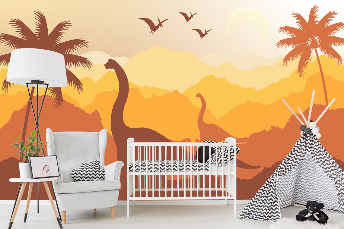 Large Dinosaur Brontosaurus Wallpaper Nursery. Jurassic World - Etsy