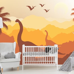 Large Dinosaur Brontosaurus Wallpaper Nursery. Jurassic World Baby Girl ...