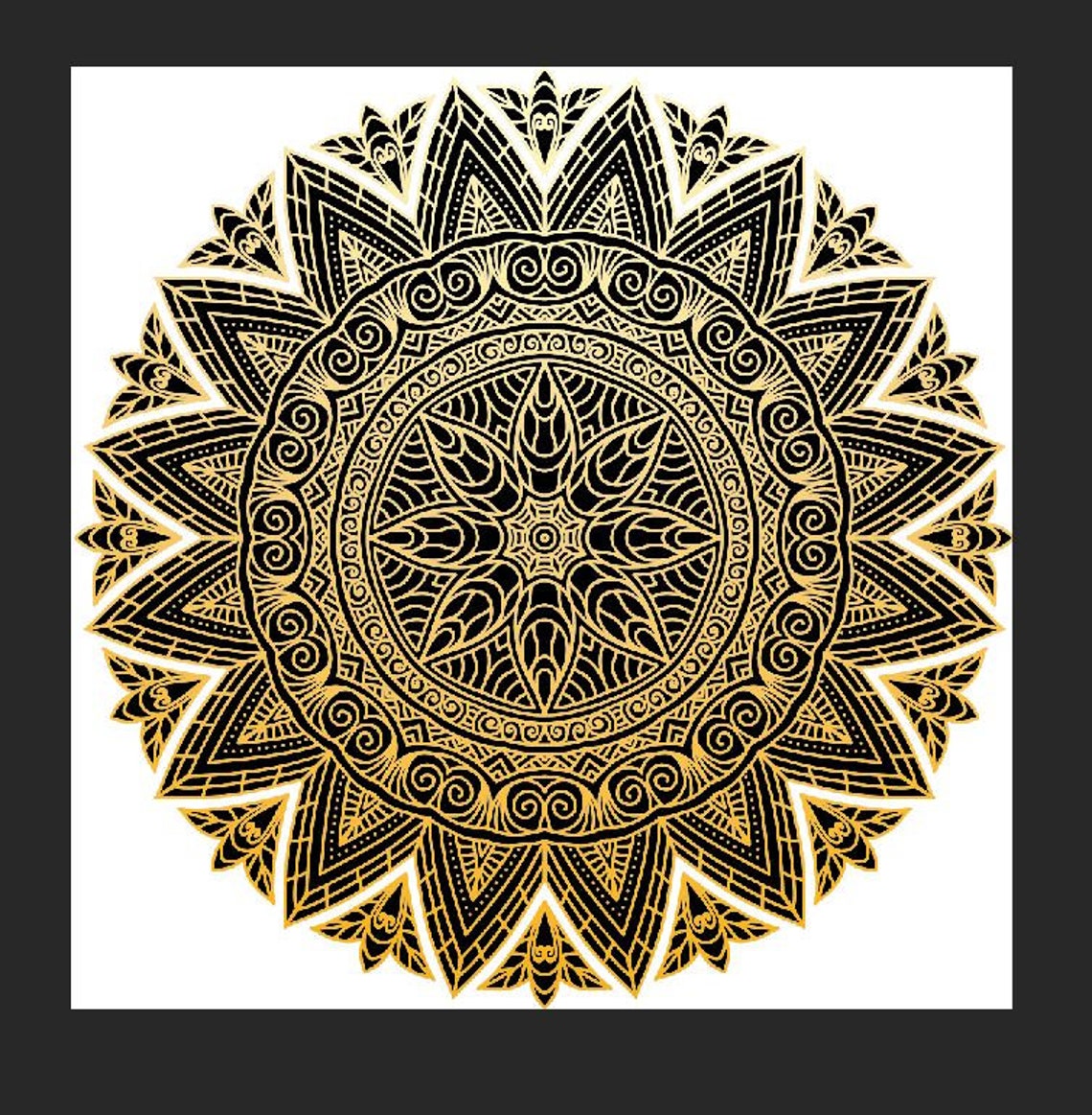 Metallic Gold Mandala Wall Decal 26 Inches - Etsy