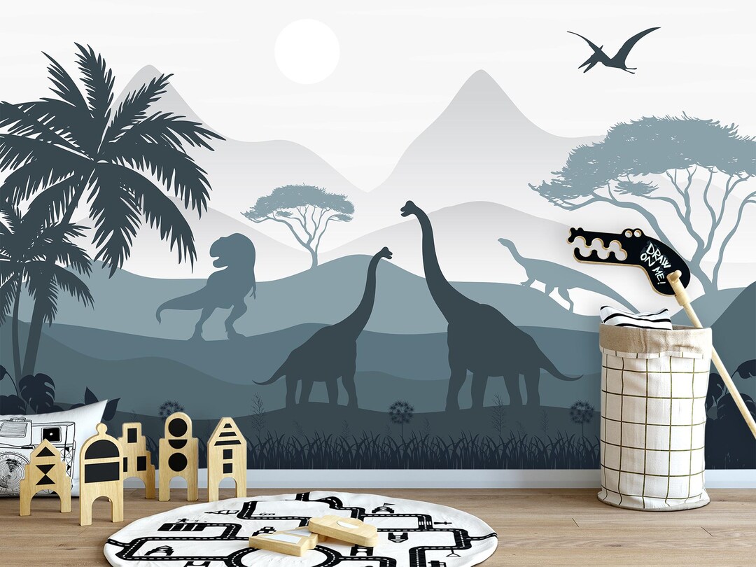 Jurassic World Wallpaper Nursery, Dinosaur Wall Mural Boys Room, Dino ...