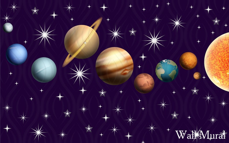 Solar System Wallpaper Kids Outer Space Wall Mural Boys - Etsy