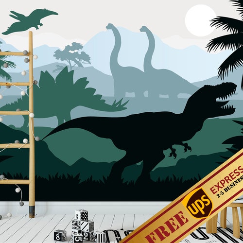 Dinosaur Wallpaper Boys Room Jurassic World Large Wall Mural - Etsy