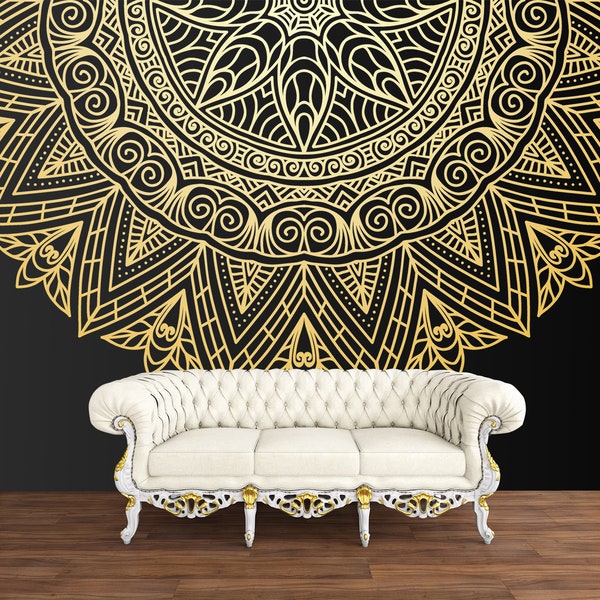Half Mandala Wall Decal - Etsy