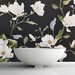 Dark Floral Wallpaper Removable Wallpaper Flowers Black and - Etsy
