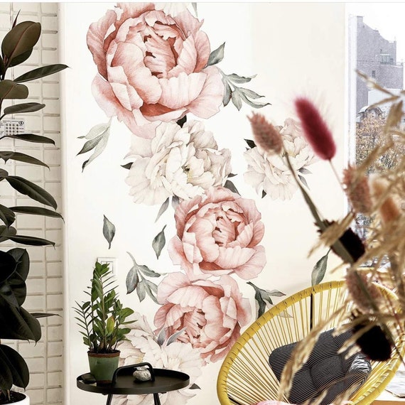Watercolor Peony Wall Decal. Set of Peonies Decal. Peony | Etsy