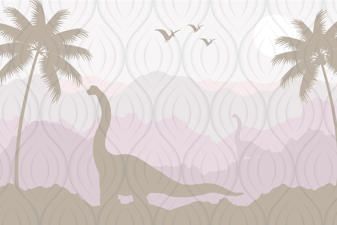 Large Dinosaur Brontosaurus Wallpaper Baby Girl Room - Etsy