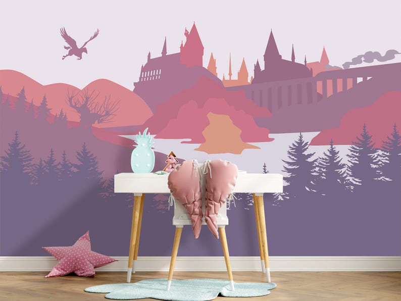 Wizard Castle Wallpaper Nursery – Magical Castle Mural, Peel and Stick ...