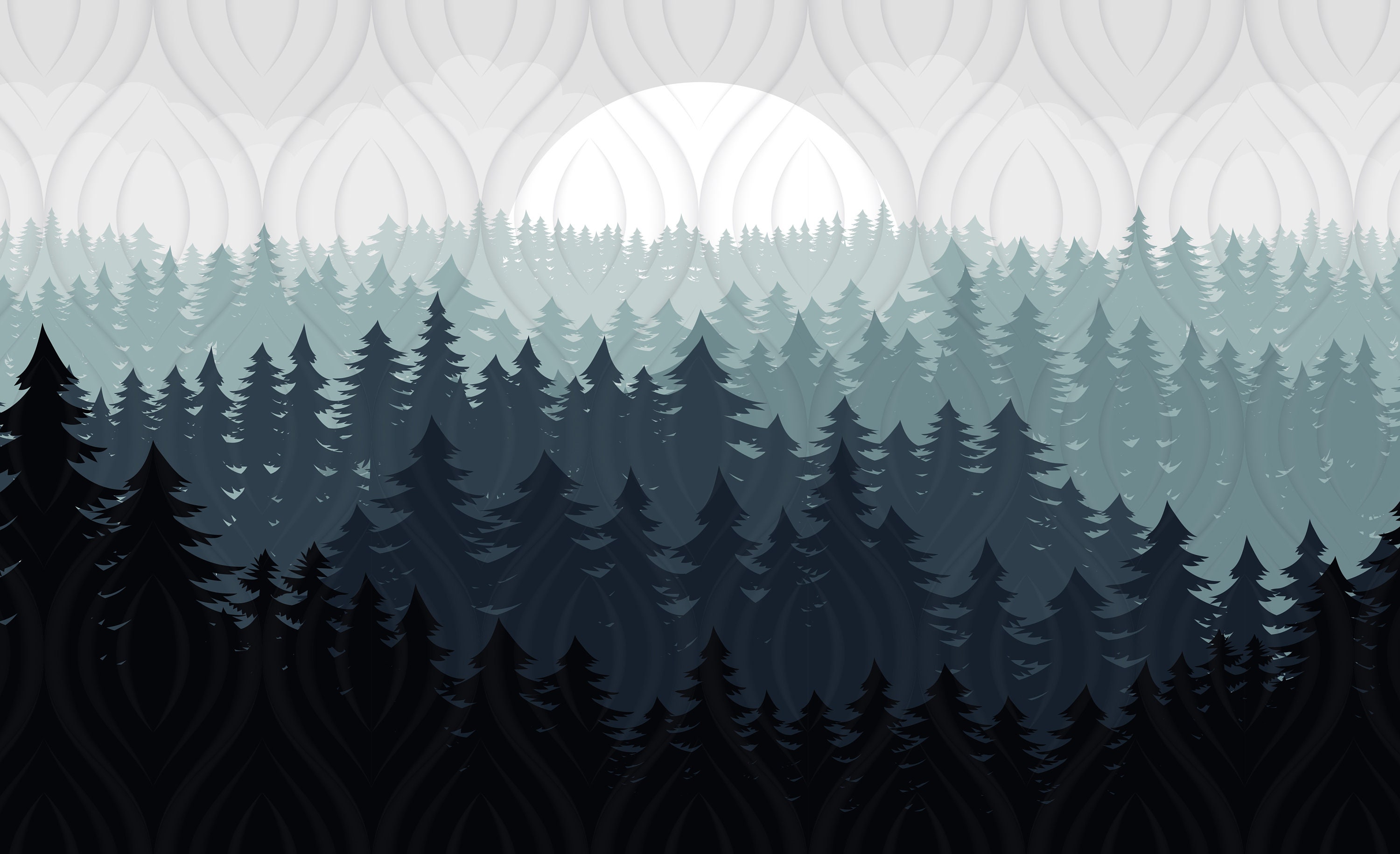 Navy Blue Pine Tree Wallpaper for Kids Room Forest Wall Mural - Etsy