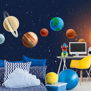 Solar System Wallpaper Nursery, Galaxy Wallpaper Removable, Planet ...