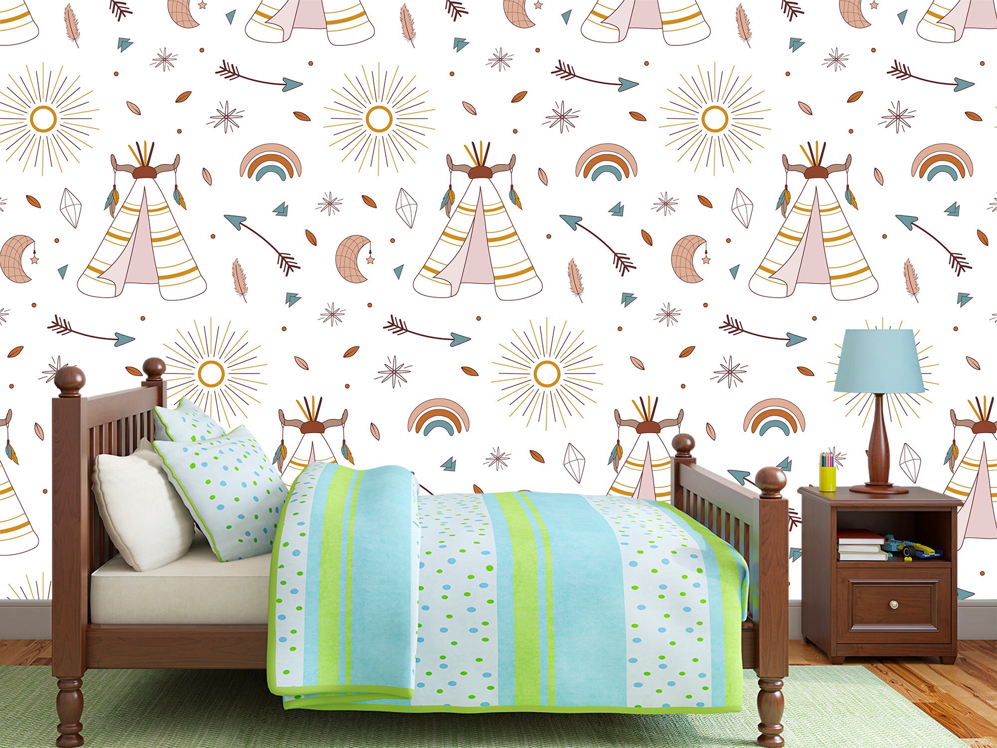 Native American Wall Mural Removable. Indian Wallpaper Baby - Etsy