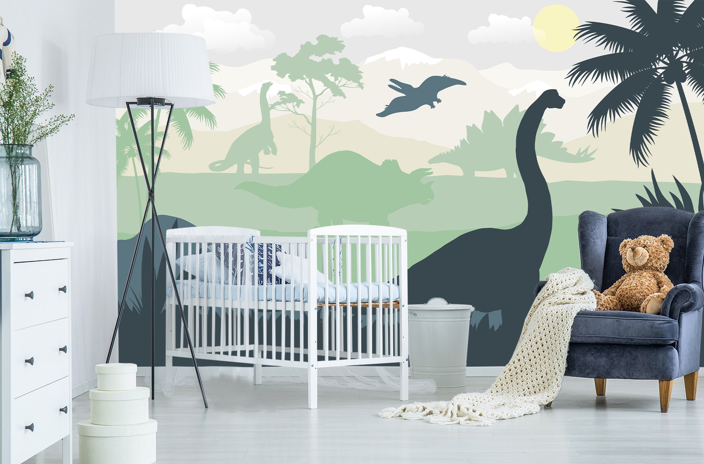 Large Dinosaur Brontosaurus Wallpaper for Nursery Removable | Etsy