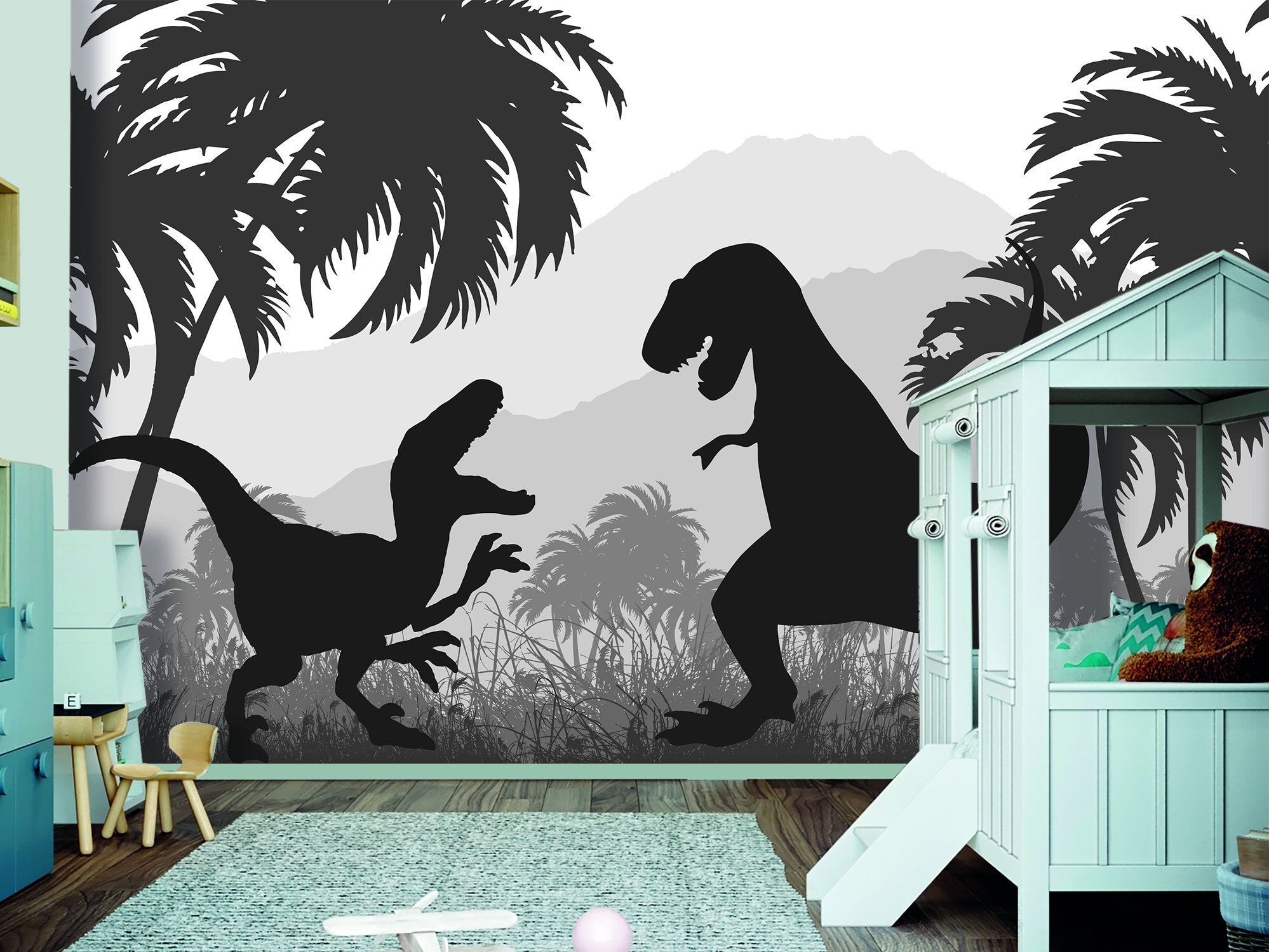 Dinosaur Wallpaper Boys Room Decor T Rex Wallpaper Jurassic - Etsy