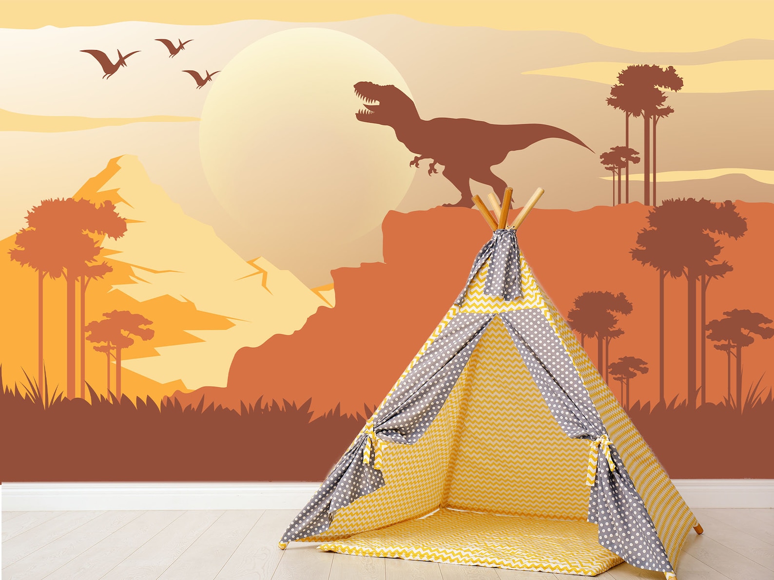 T-rex Wallpaper Art Mural Boys Bedroom Dinosaur Wallpaper | Etsy