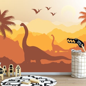 Large Dinosaur Brontosaurus Wallpaper Nursery. Jurassic World Baby Girl ...