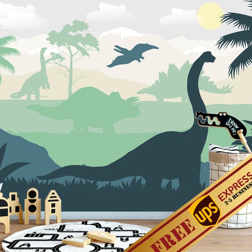 Large Dinosaur Brontosaurus Wallpaper Nursery. Jurassic World - Etsy