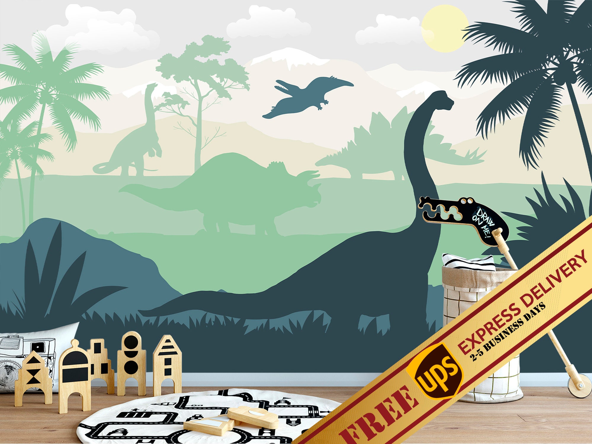 Large Dinosaur Brontosaurus Wallpaper for Nursery Removable | Etsy