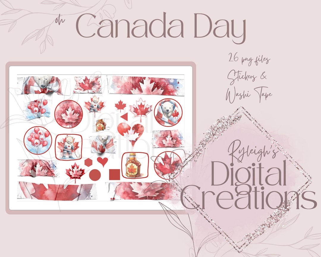 Canada Day Digital Stickers With Individual Pngs Digital Scrapbooking ...