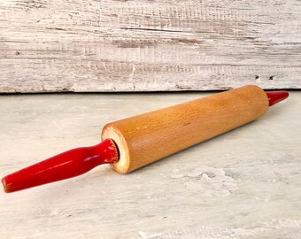 Red Wing Pottery Rolling Pin Red Wood Handles Stoneware Rustic ...