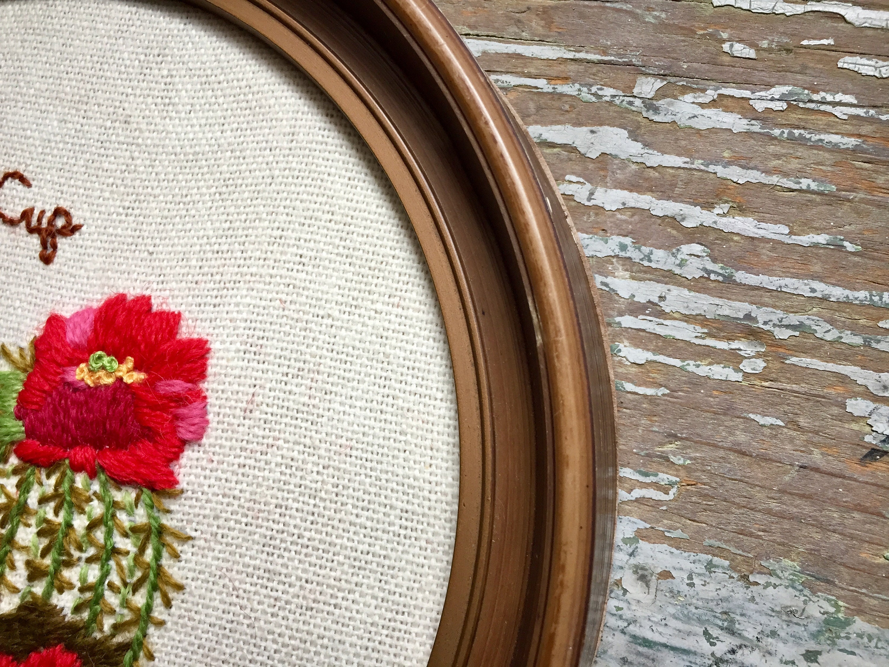 Crewel Embroidery of a Claret Cup Cactus Spinnerin Stitchery | Etsy