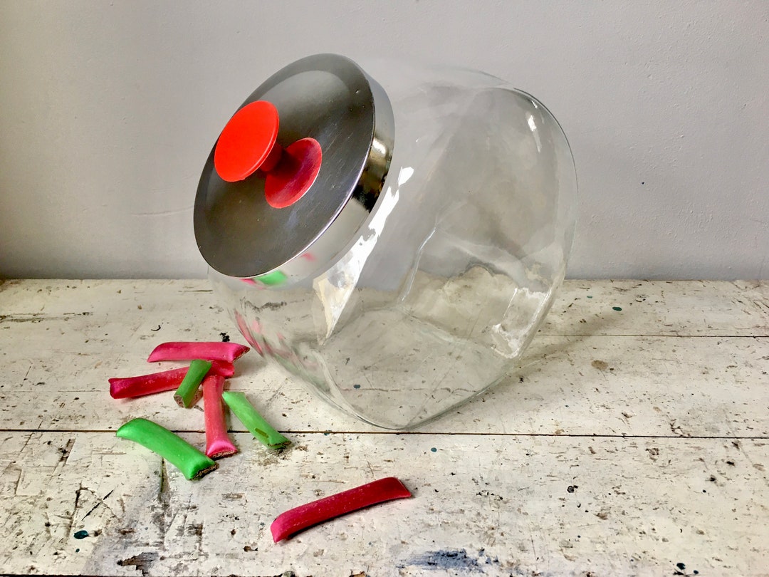 Vintage Tilted Glass Penny Candy Jar - Etsy