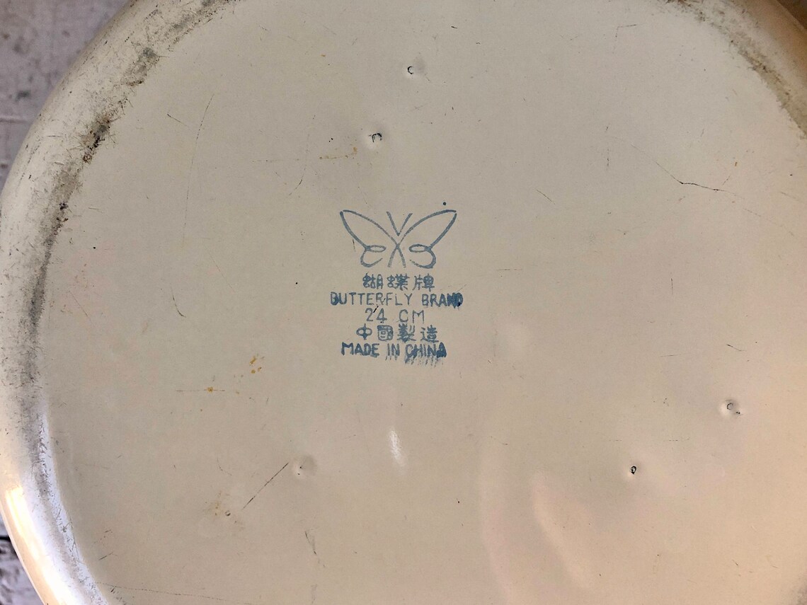 Vintage Enamelware Floral Pot With Lid; Butterfly Brand - Etsy