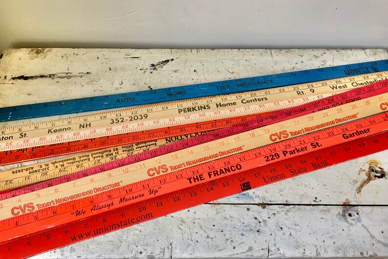 12 vintage wooden yardsticks; instant collection! Tools Sewing ...