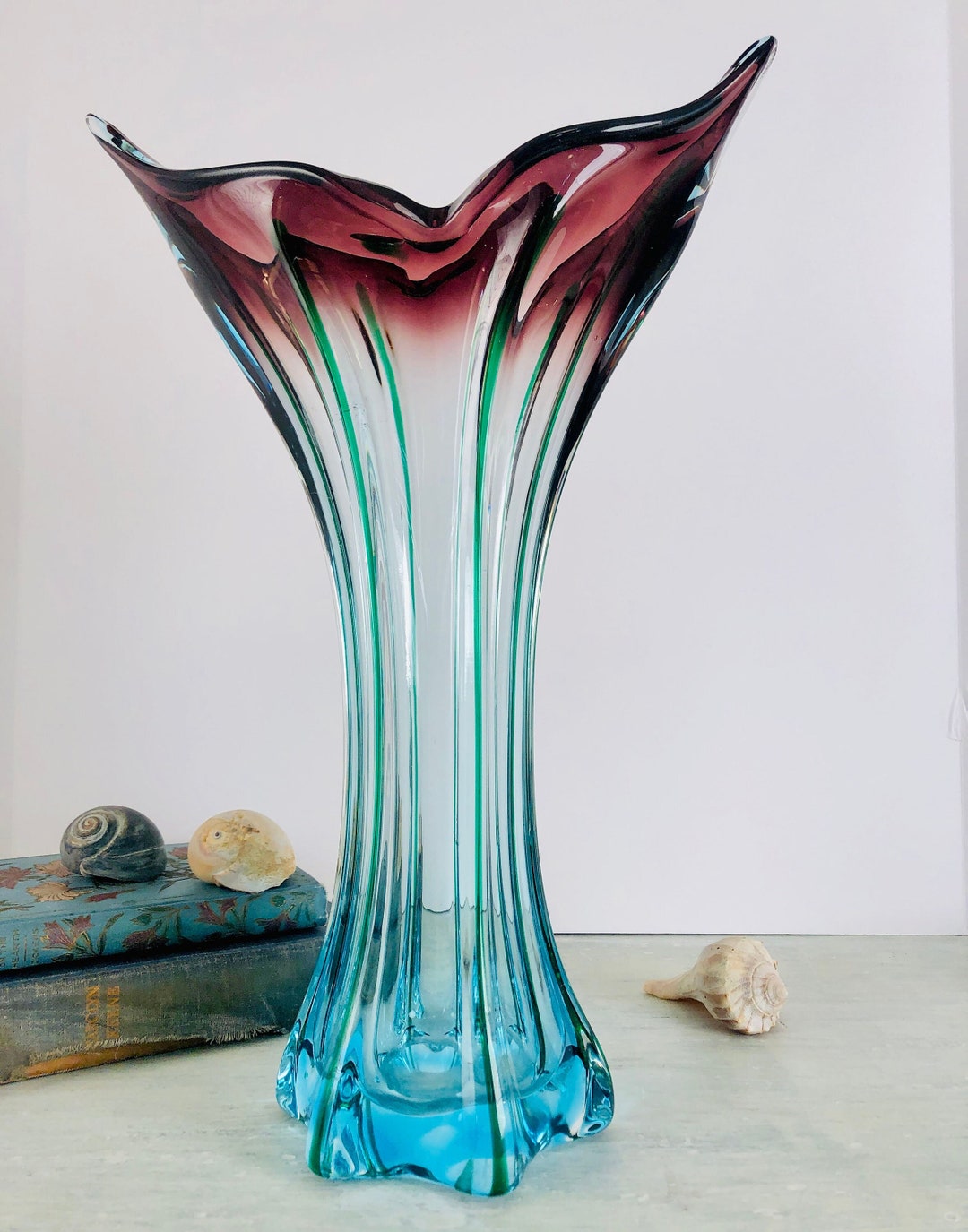 Vintage Free-form Handmade Glass Vase - Etsy
