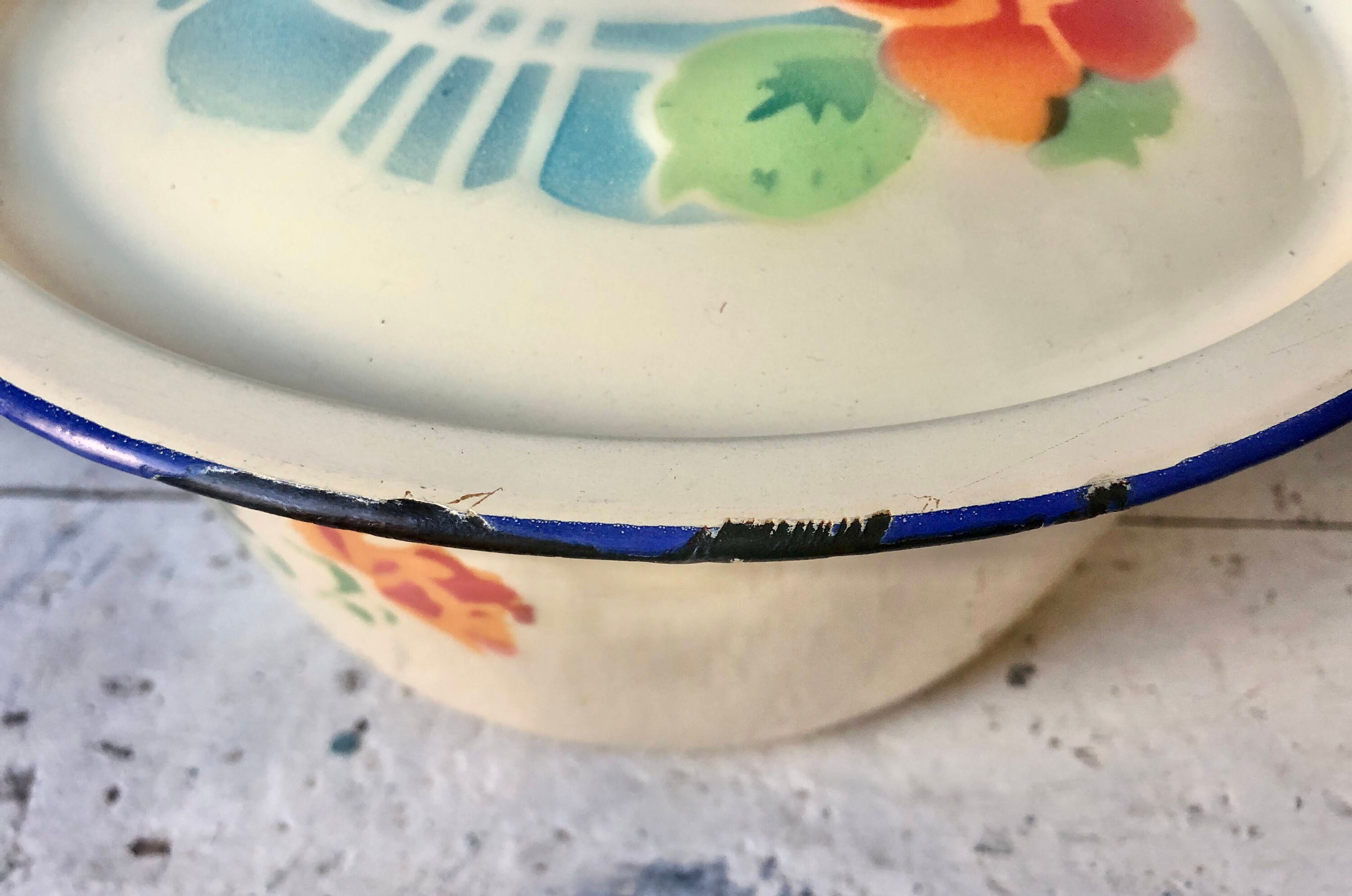 Vintage Enamelware Floral Pot With Lid; Butterfly Brand - Etsy