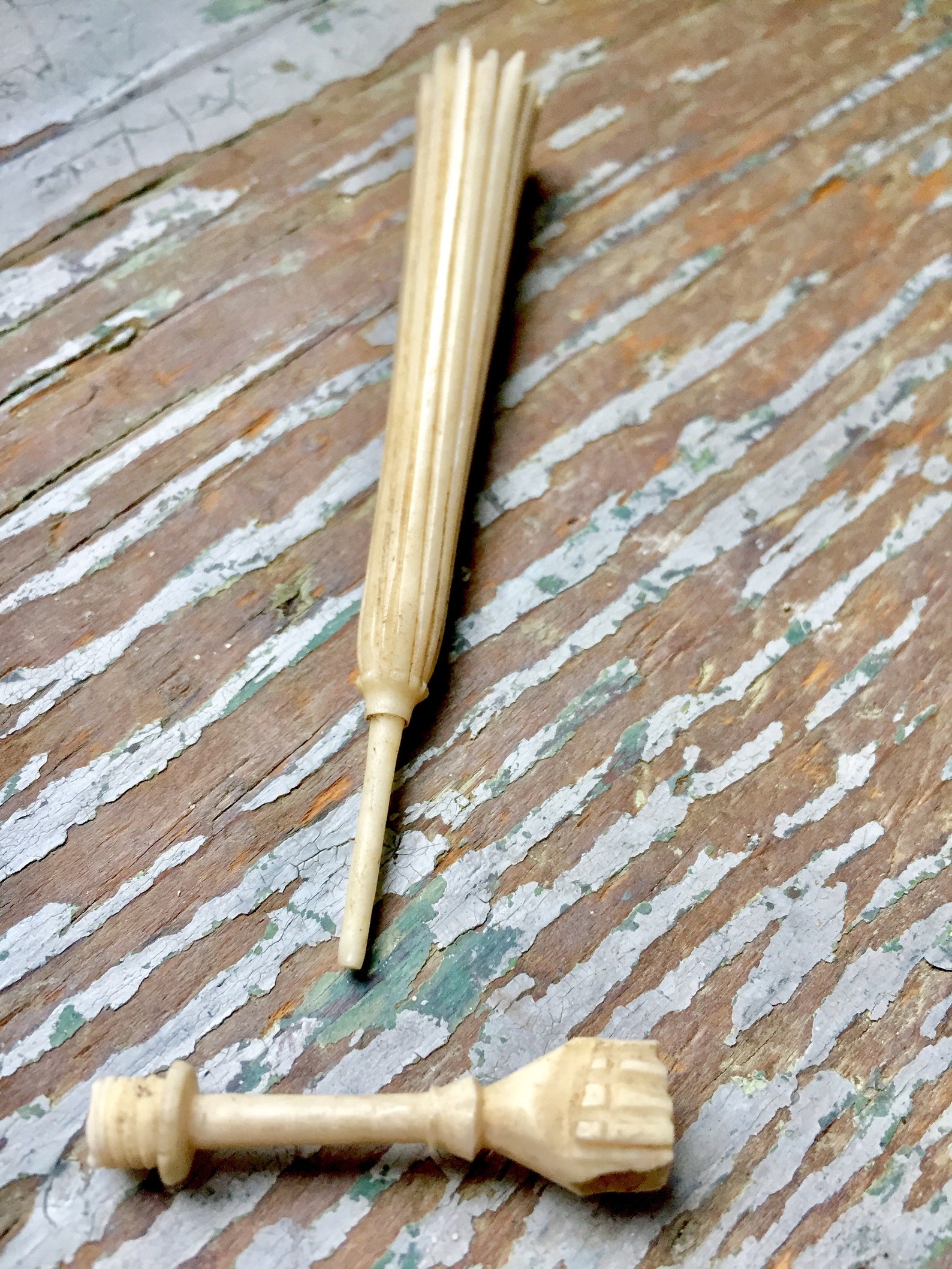 Antique Hand-carved Bone Needle Case Parasol With Hand - Etsy