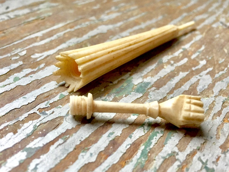 Antique Hand-carved Bone Needle Case Parasol With Hand - Etsy