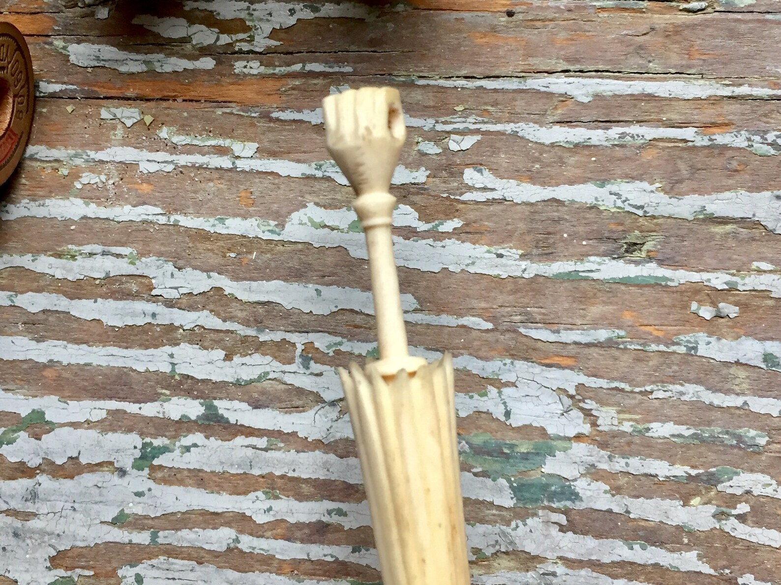 Antique Hand-carved Bone Needle Case Parasol With Hand - Etsy