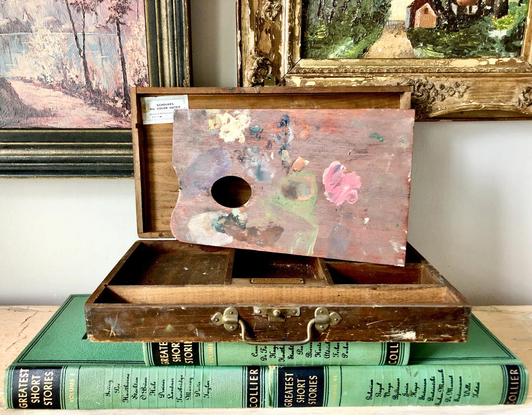 Vintage Wooden Paint Box With Painted Palette - Etsy