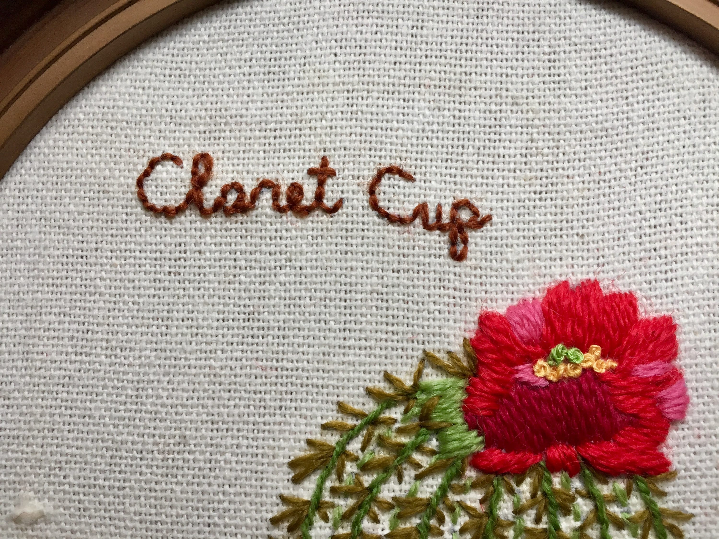 Crewel Embroidery of a Claret Cup Cactus Spinnerin Stitchery | Etsy
