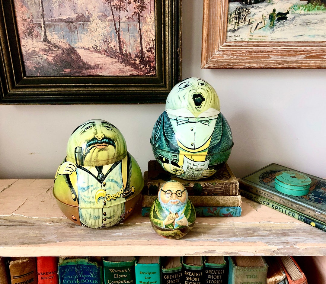 Three Vintage Roly Poly Tins the Singer, Businessman, and Therapist - Etsy