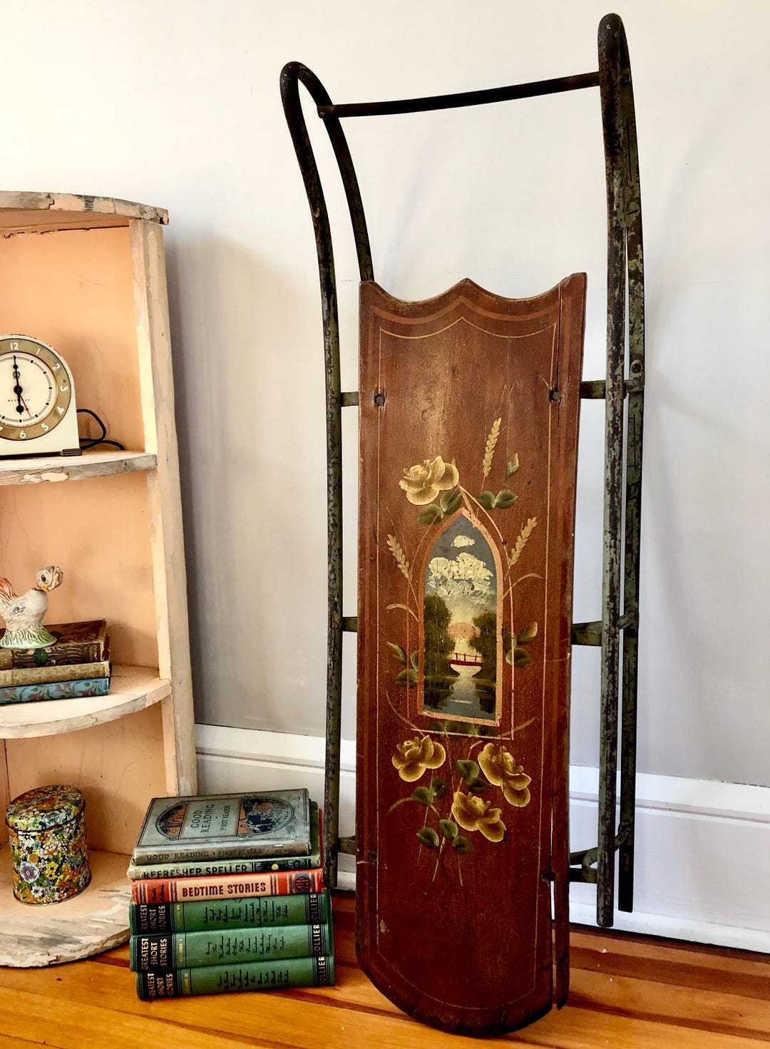 Antique Runner Sled With Hand-painted Scene - Etsy
