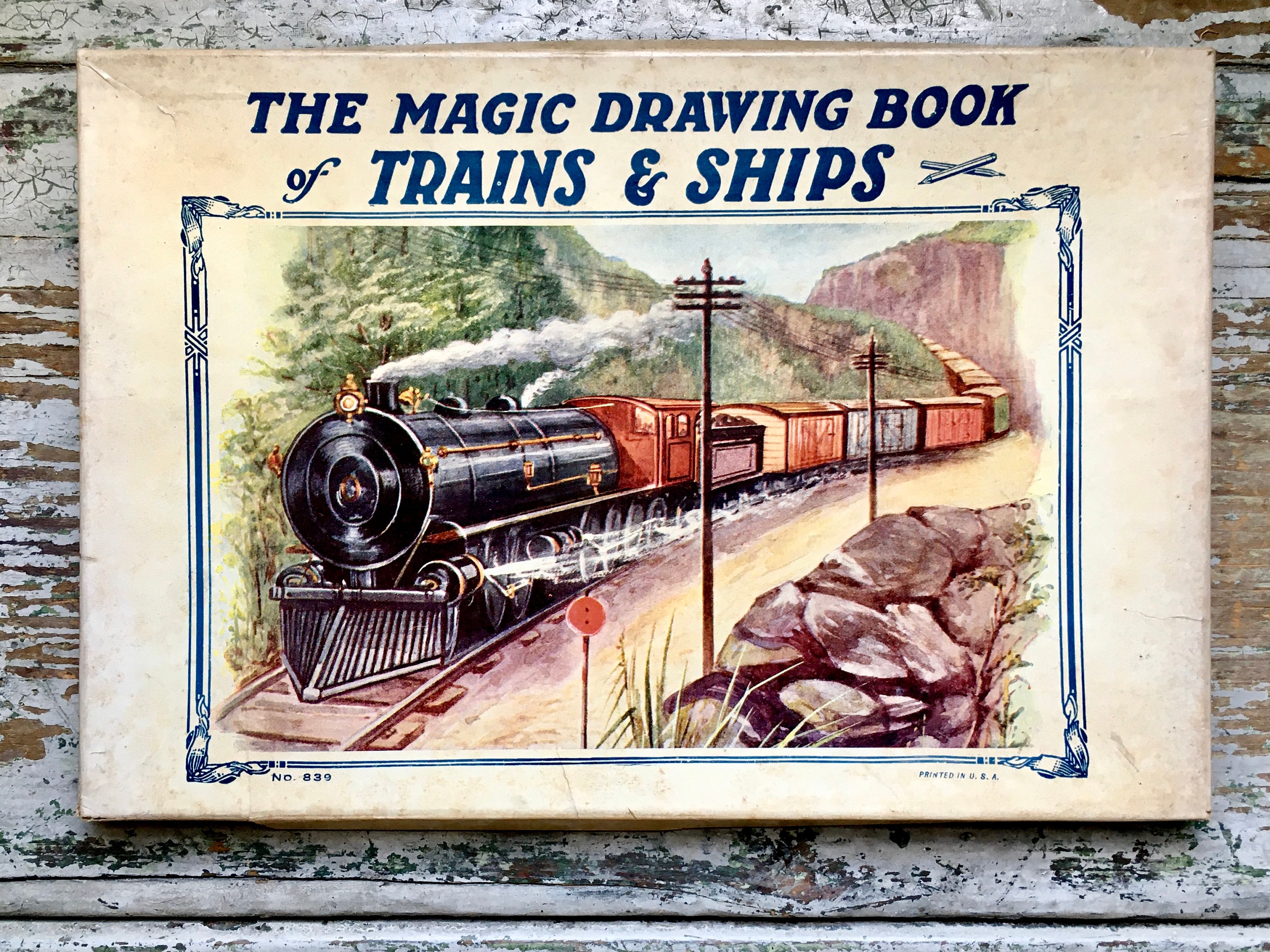Vintage drawing book of trains ships and other vehicles | Etsy