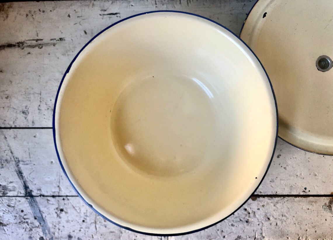 Vintage Enamelware Floral Pot With Lid; Butterfly Brand - Etsy
