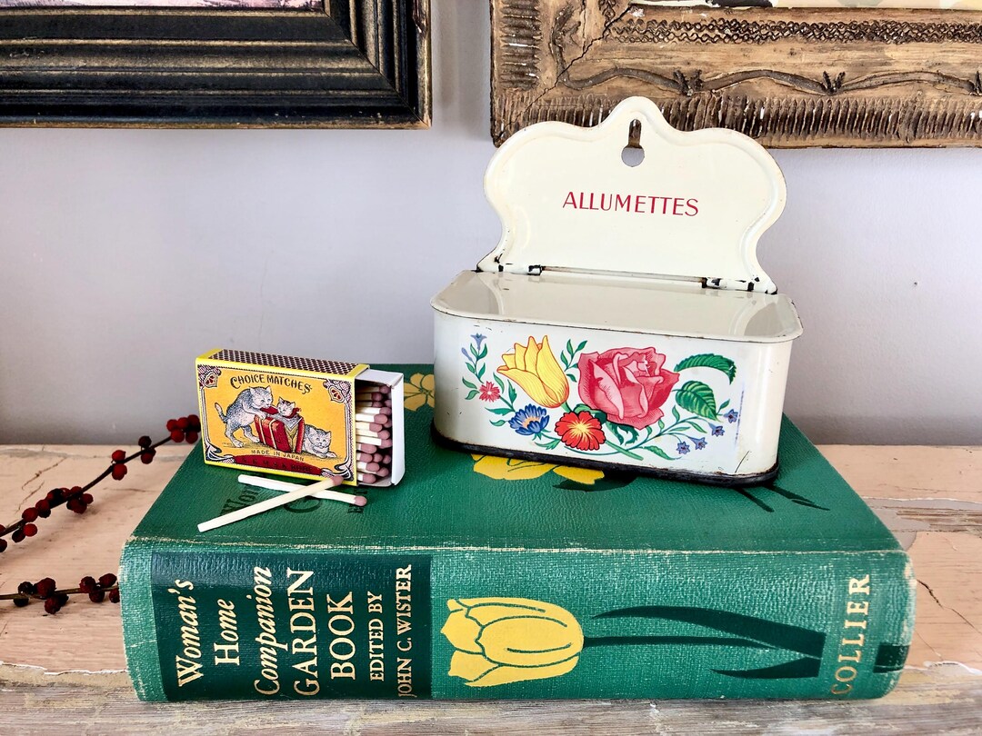 Vintage French Enamel Matchstick Holder; Includes Matches - Etsy