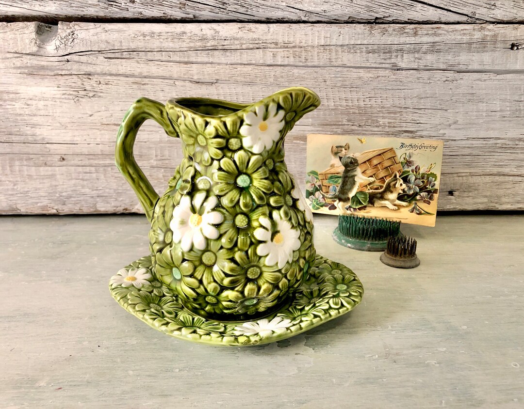 Vintage Relpo Ceramic Pitcher and Plate - Etsy