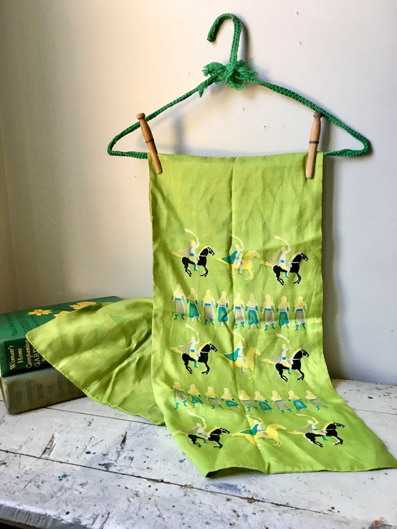 Vintage silk scarf with warrior pattern - Gem