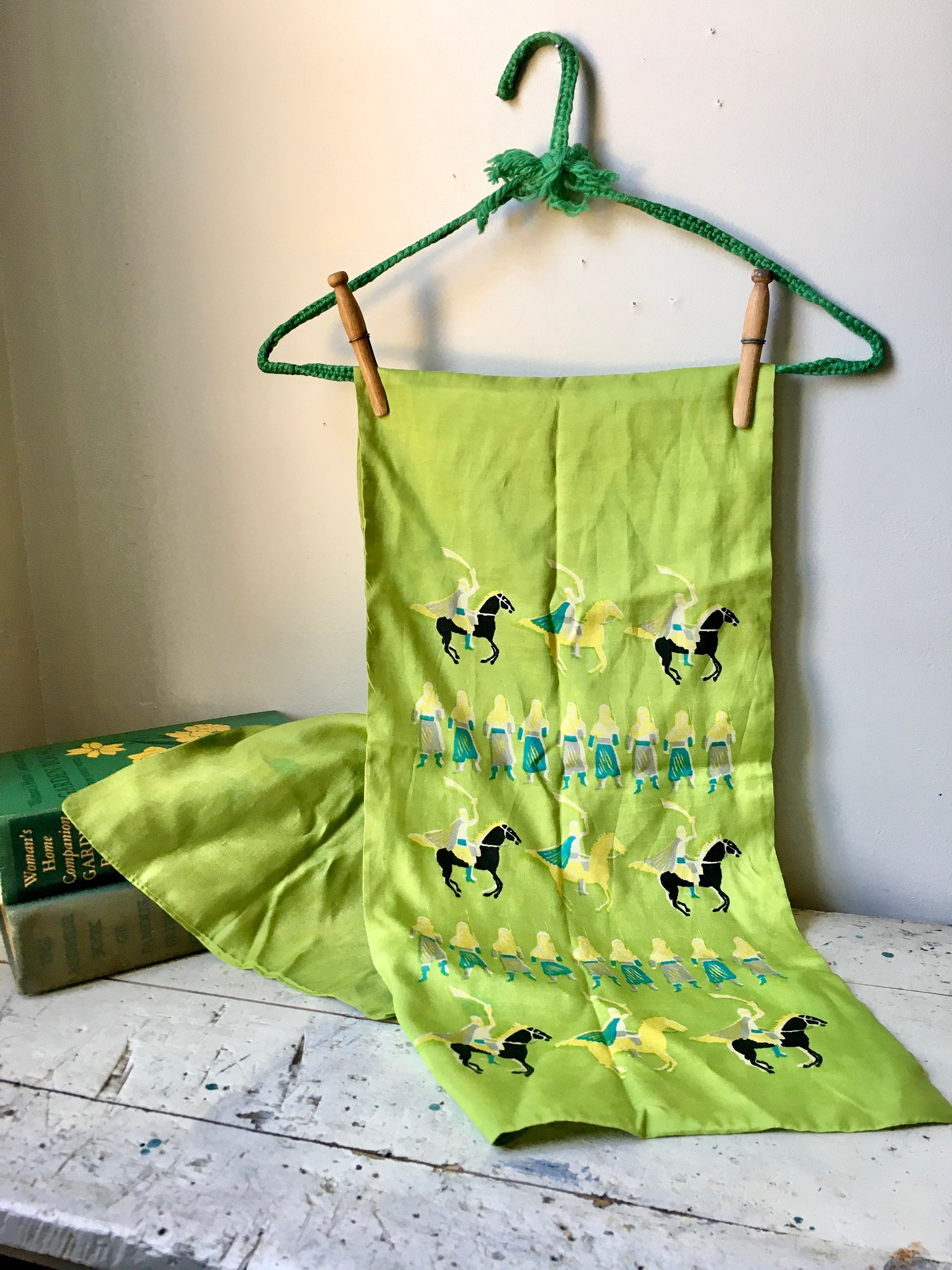 Vintage Silk Scarf With Warrior Pattern - Etsy