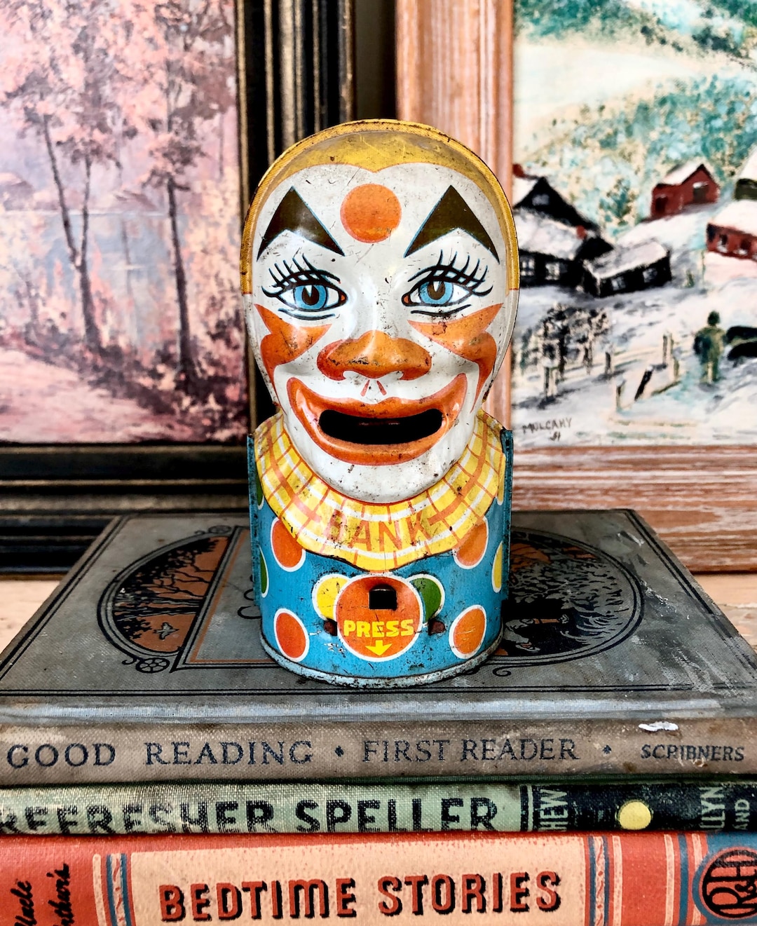 Vintage J. Chein Mechanical Clown Bank - Etsy