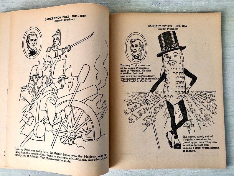 1963 Planters Peanuts Presidents of the United States Coloring Book - Etsy