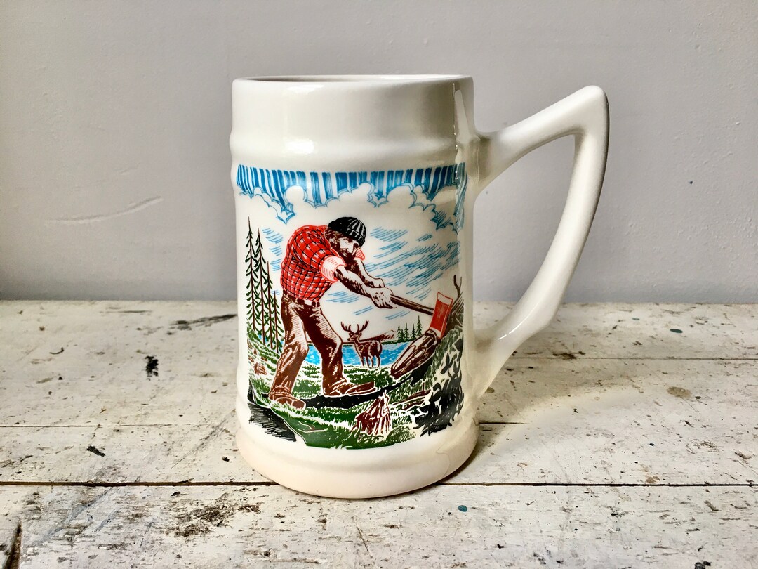 Vintage Lumberjack Ceramic Beer Mug - Etsy
