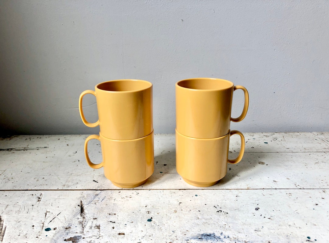 Vintage Oneida Ware Melamine Mugs in Retro Gold - Etsy