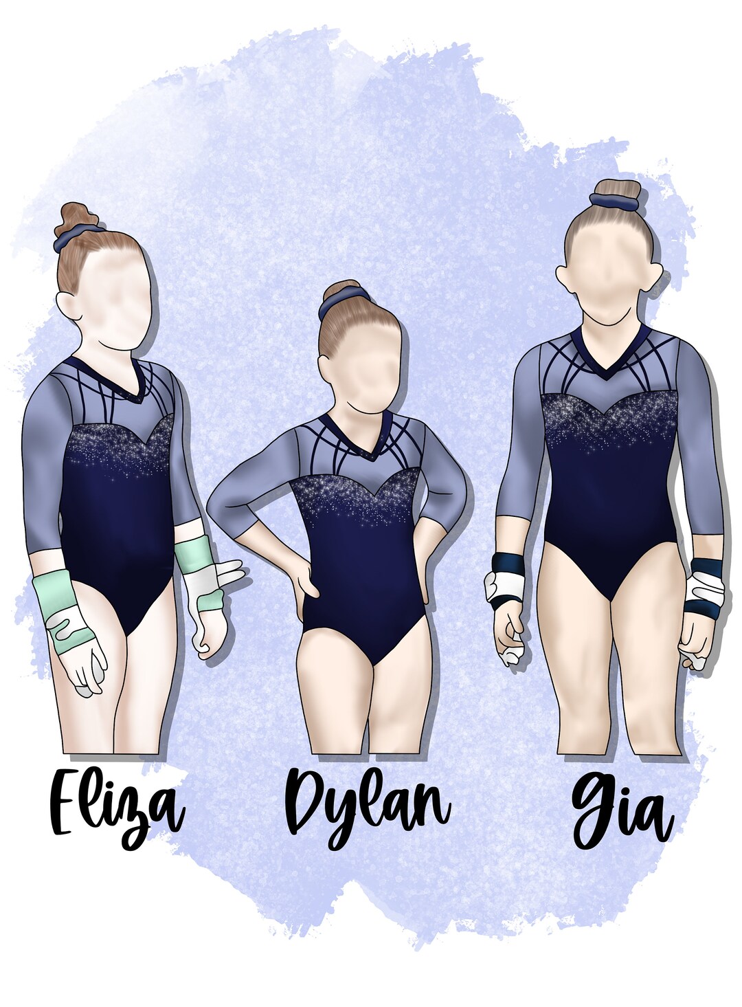 Custom Gymnastics/sports Group Drawing (2-3 People) - Etsy
