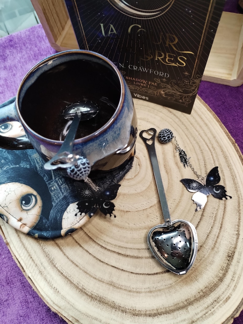 Fabric Coaster and Tea Infuser Spoon / Wednesday Coaster / Halloween ...