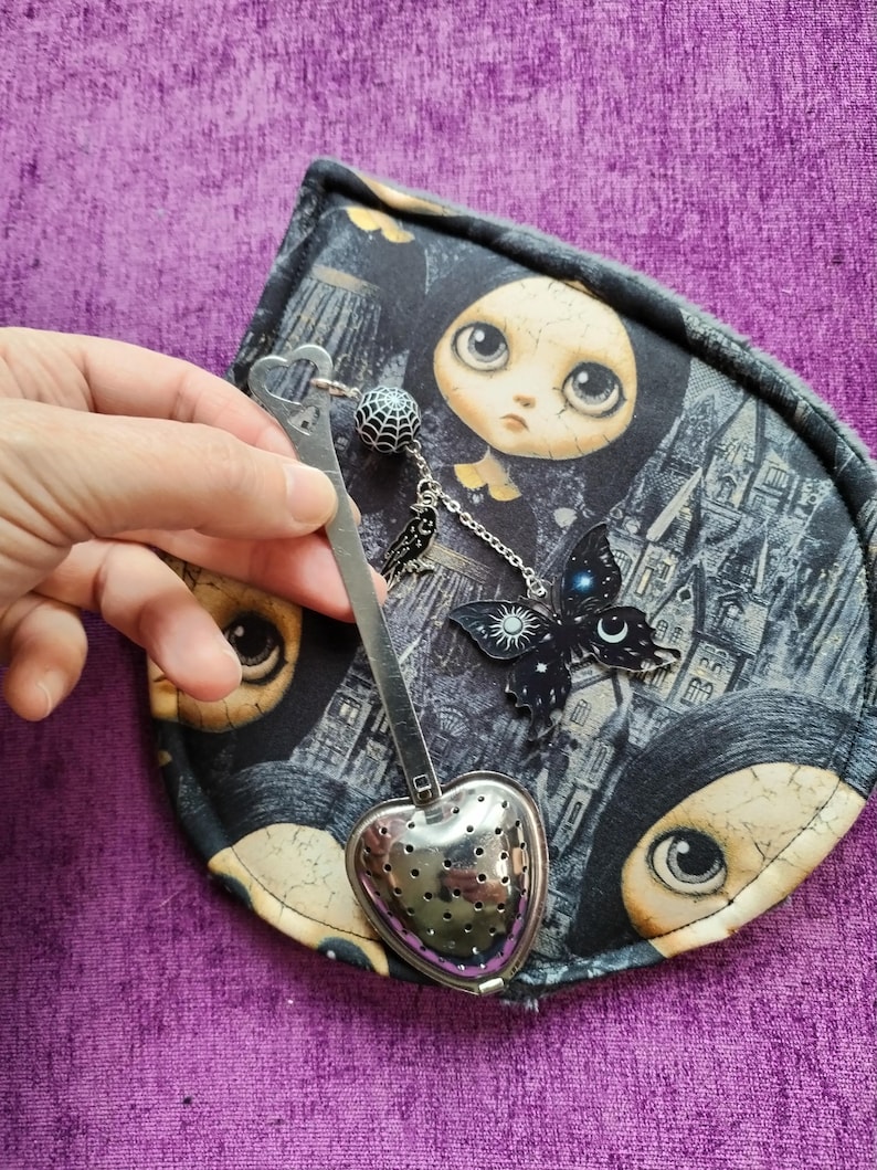 Fabric Coaster and Tea Infuser Spoon / Wednesday Coaster / Halloween ...