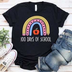 Rainbow 100th Days of School Shirt 100 Days Brighter, 100th Day of ...